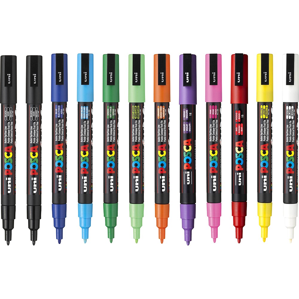 Paint Markers - Posca PC-3M Assorted 1.3mm Fine Bullet Paint Markers ...